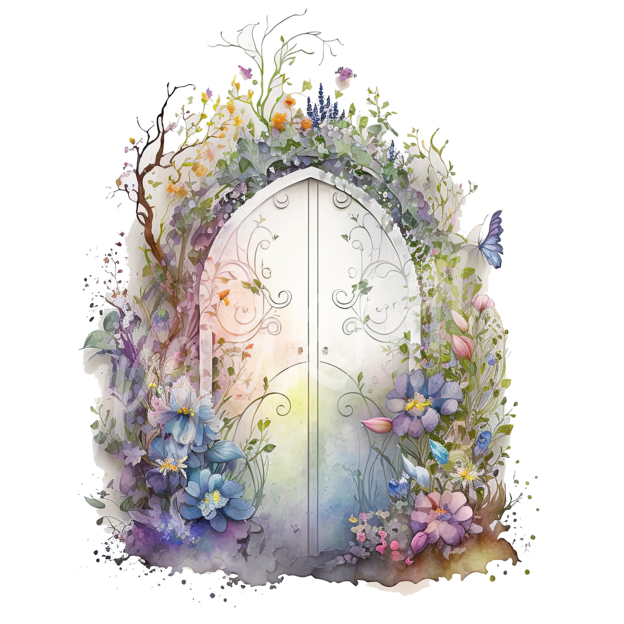 Watercolor Fairy Door Clipart Magic Cottage Fairy House High Quality ...