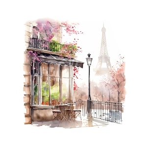 Watercolor Paris Coffee Shop Clipart, Coffee Clipart, High Quality JPG ...