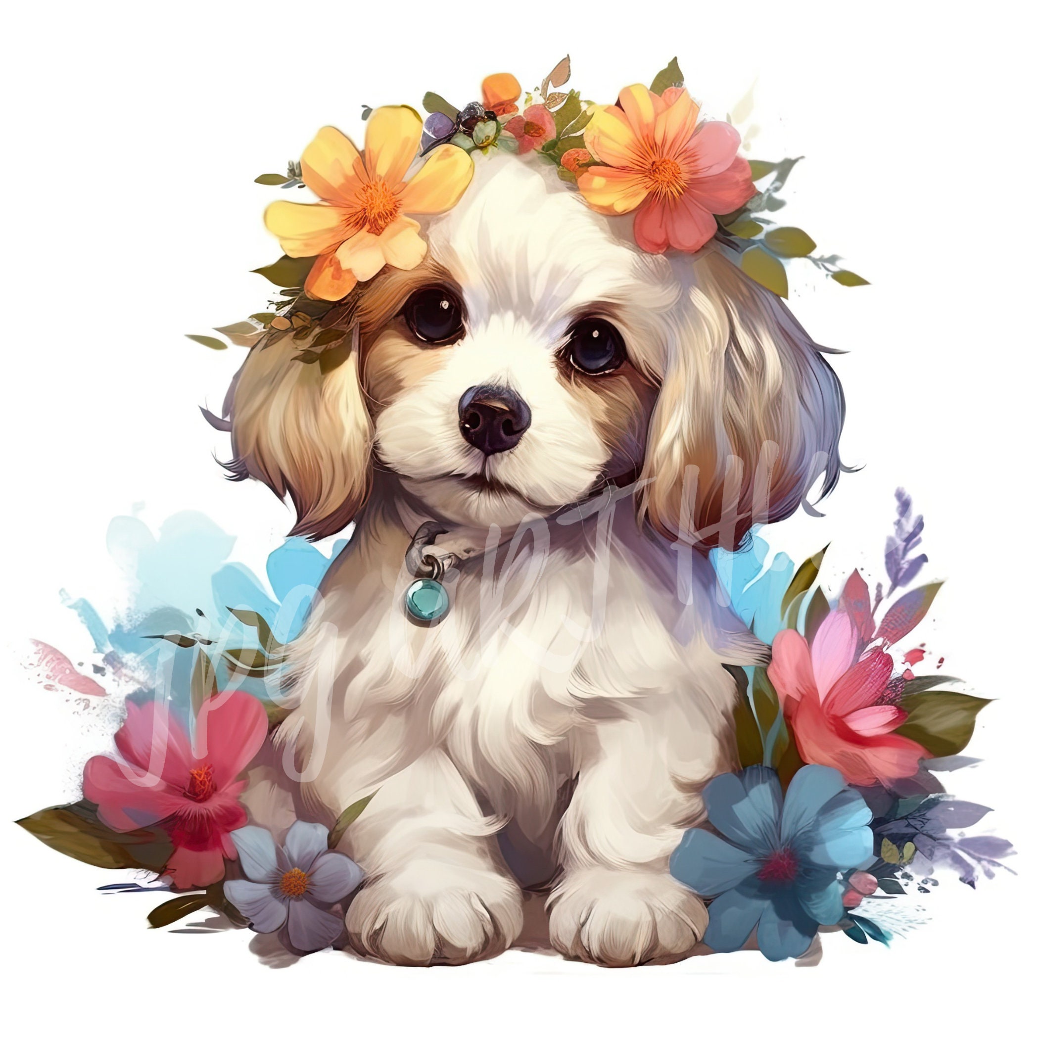 Watercolor Cute Cavachon Clipart, Puppy Clipart, Digital Download, Dog ...
