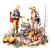 Watercolor Fishing Clipart Summer Clipart Camping Clipart - Etsy