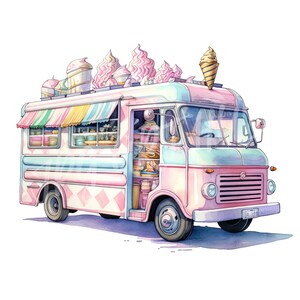 Watercolor Ice Cream Cone Clipart, Ice Cream Clipart, Summer Clipart ...