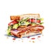 Watercolor Sandwich Clipart - Fast Food Clipart - Food Illustration ...