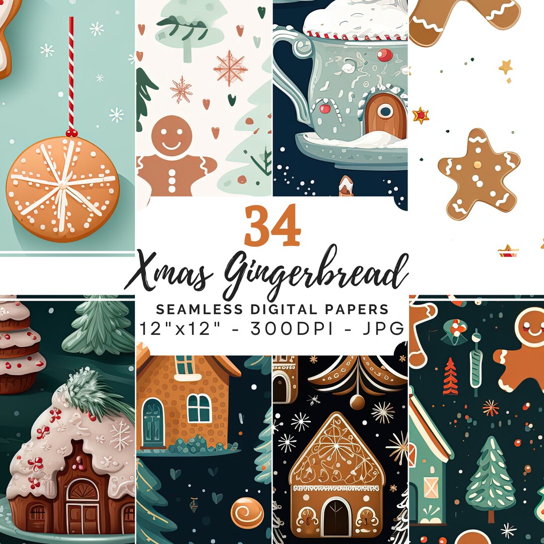 Seamless Christmas Gingerbread Digital Paper, Christmas Seamless ...