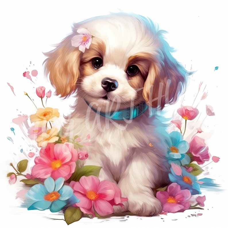 Watercolor Cute Cavachon Clipart Puppy Clipart Digital - Etsy
