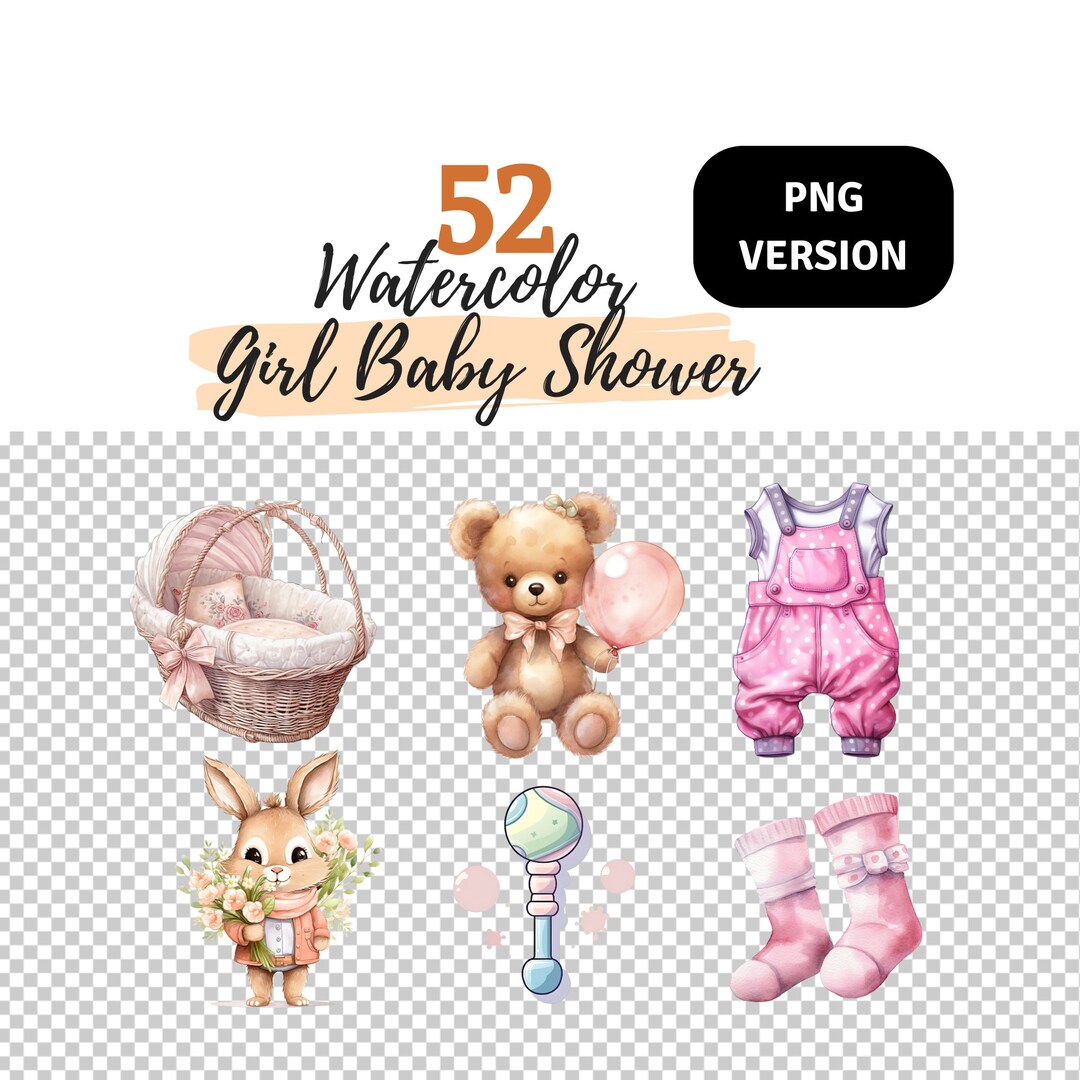 Watercolor Girl Baby Shower Clipart, Girl Clipart, Baby Clipart PNG ...