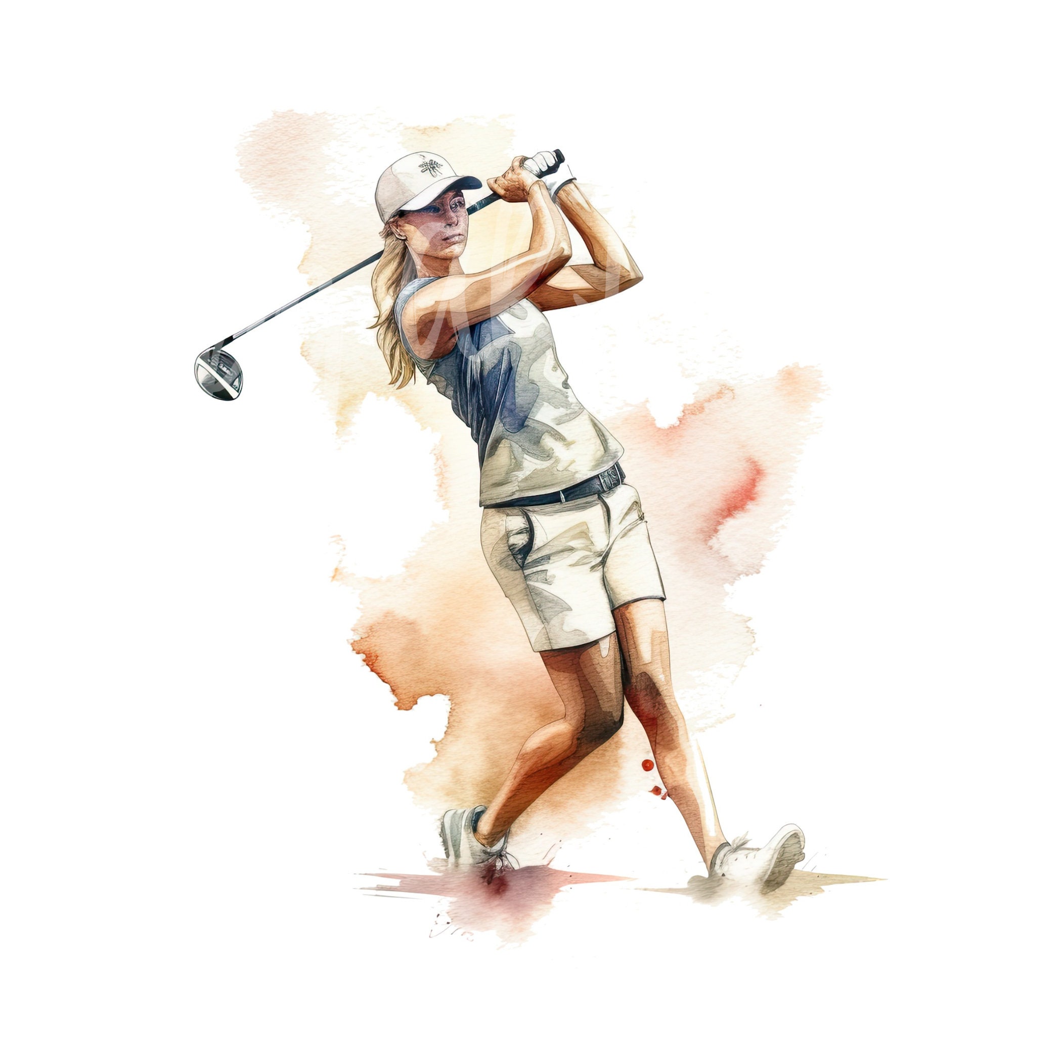 Watercolor Golf Clipart, Golfer Clipart, Golf Gifts, Digital Download ...