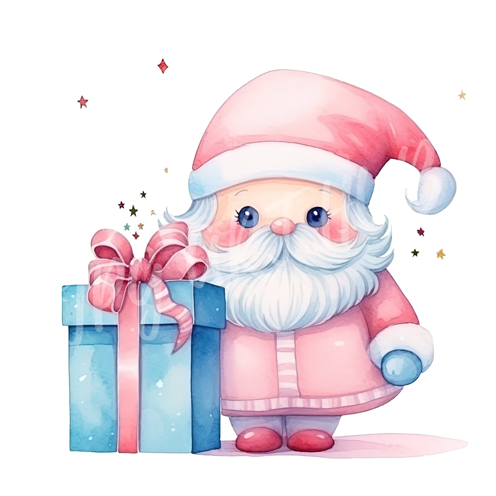 Watercolor Pastel Christmas Clipart Bundle, High Quality JPG, Digital ...