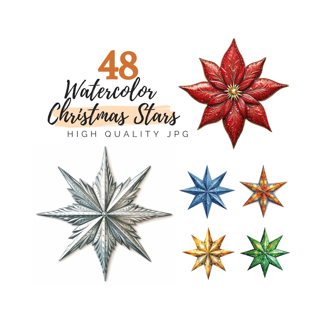 Christmas Stars Clipart Bundle, High Quality JPG, Digital Download ...