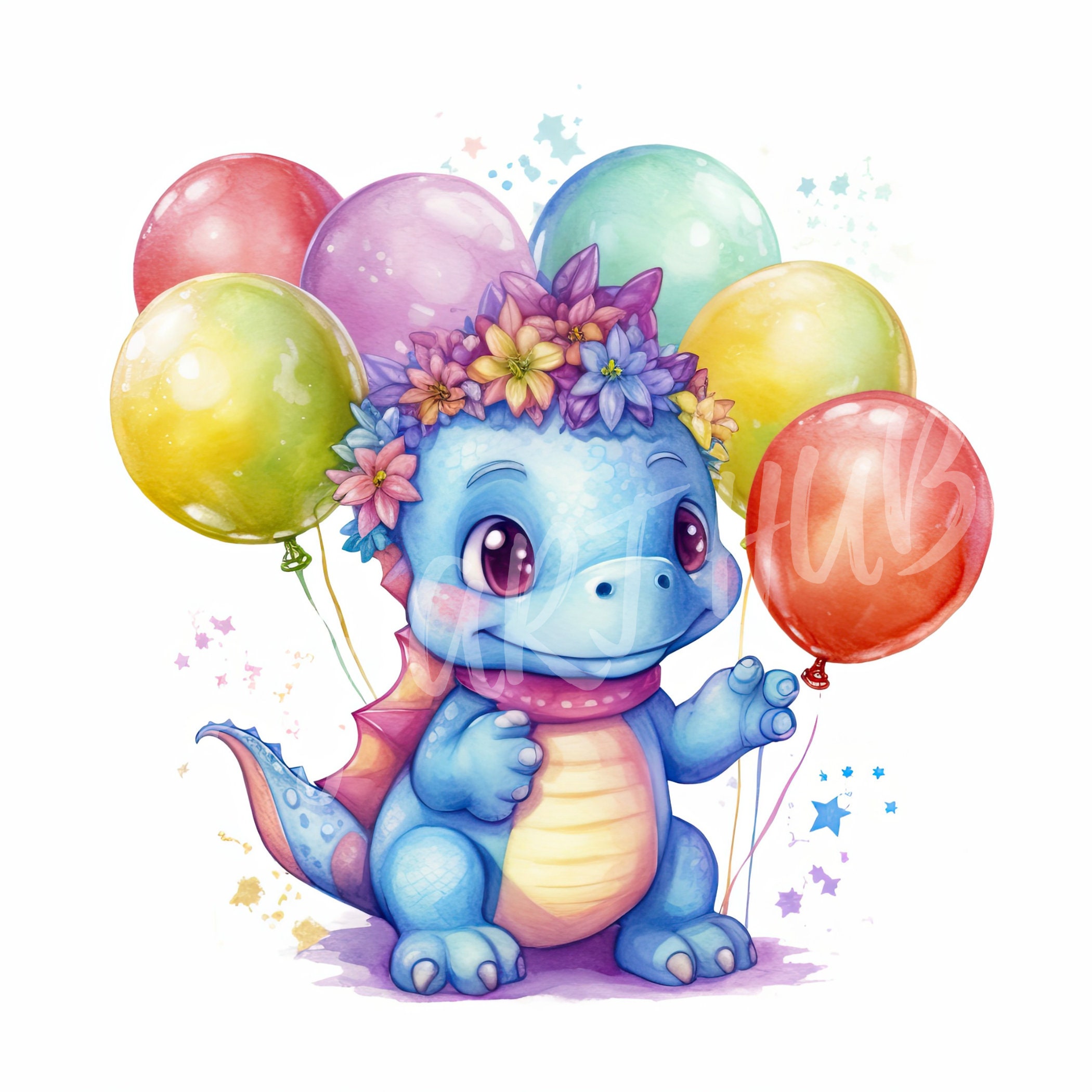 Watercolor Baby Dinosaur Clipart, Birthday Clipart, Watercolor Dinosaur ...