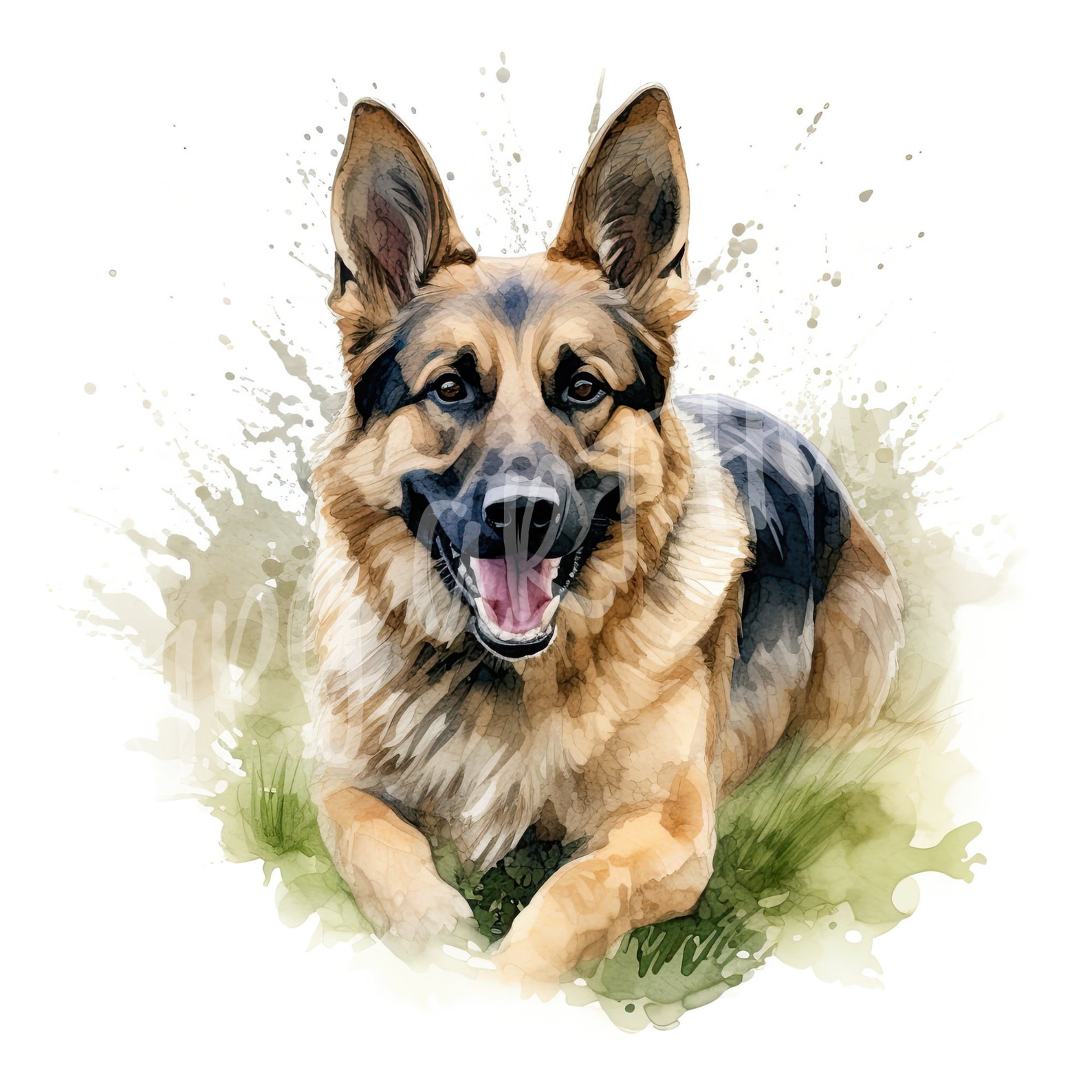 Watercolor German Shepherd Clipart High Quality JPG Digital - Etsy