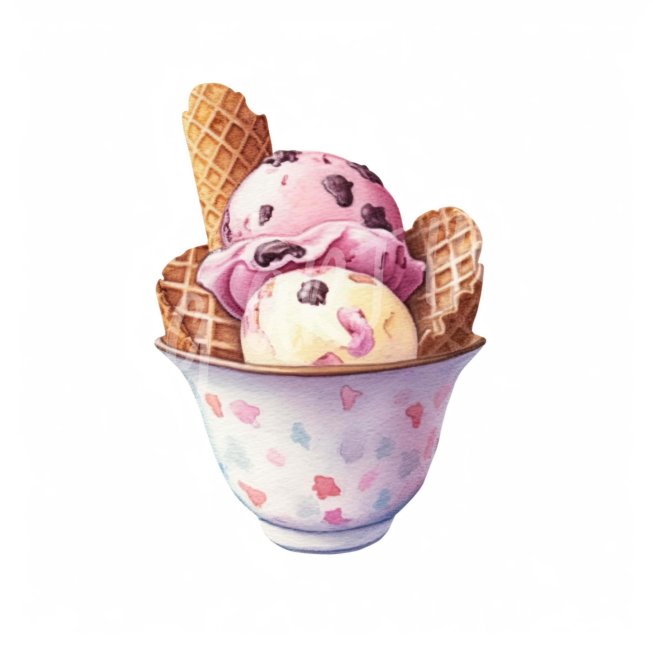 Watercolor Ice Cream Cone Clipart Ice Cream Clipart Summer - Etsy