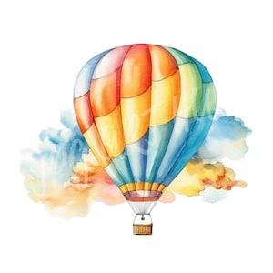 Watercolor Hot Air Balloons Clipart Bundle, Travel Clipart, Digital ...