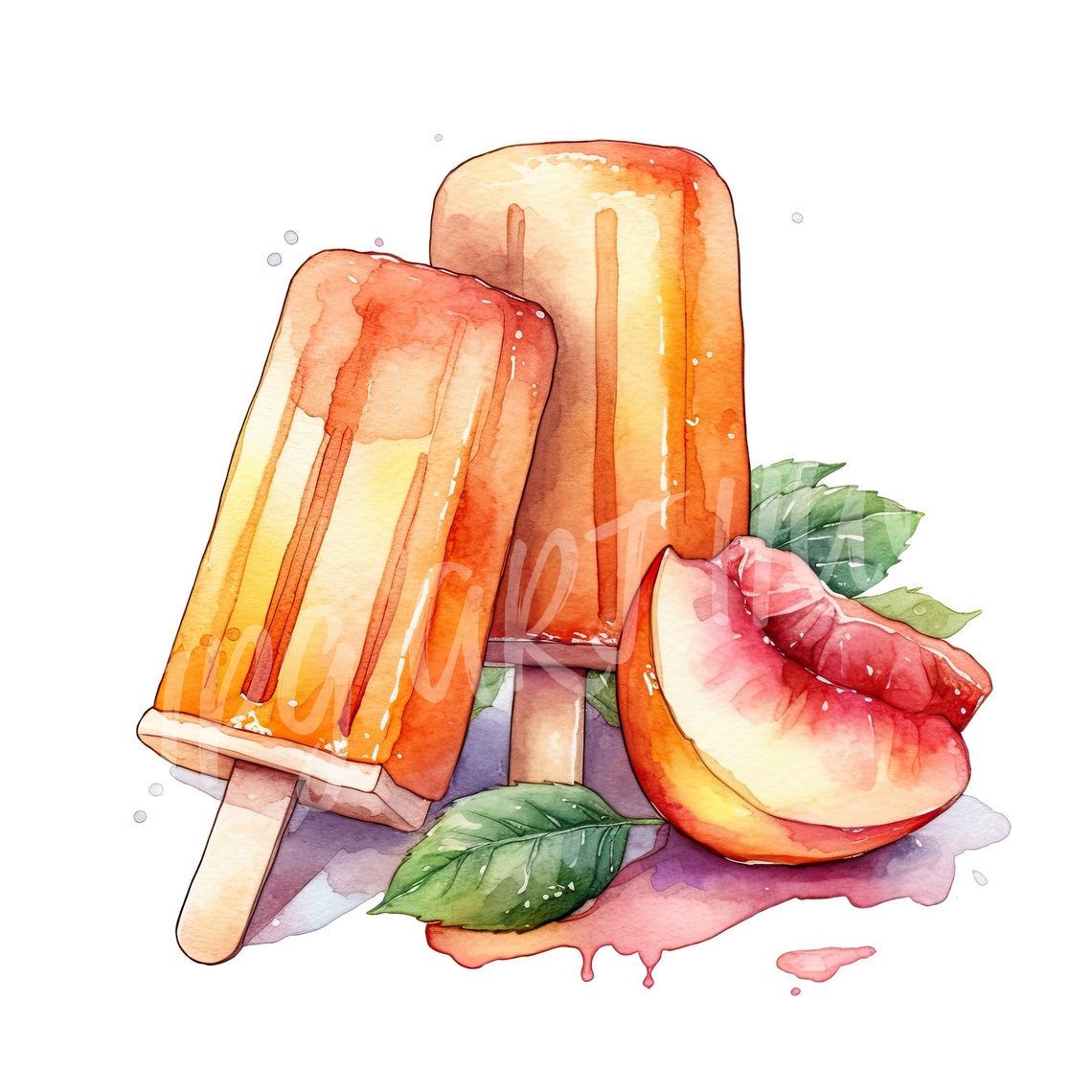 Watercolor Fruit Popsicles Clipart Summer Popsicle - Etsy
