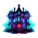 Watercolor Neon Haunted Mansion Clipart, Halloween Clipart, High ...