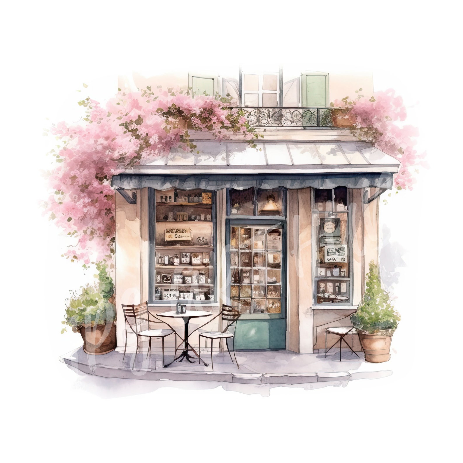 Watercolor Paris Coffee Shop Clipart, Coffee Clipart, High Quality JPG ...