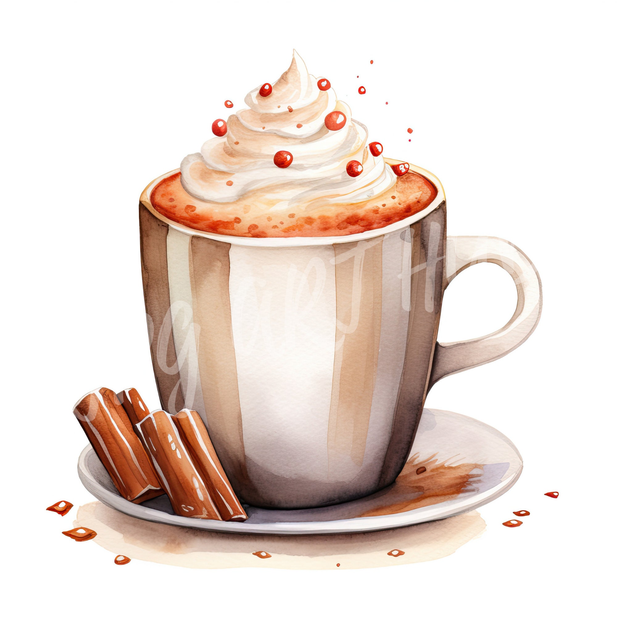 Watercolor Hot Chocolate Clipart, High Quality JPG, Digital Download ...