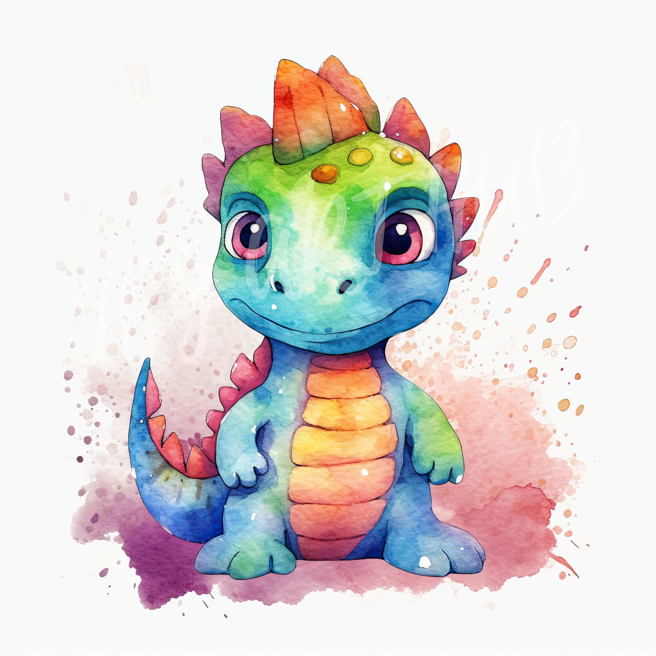 Watercolor Baby Dinosaur Clipart, Birthday Clipart, Watercolor Dinosaur ...