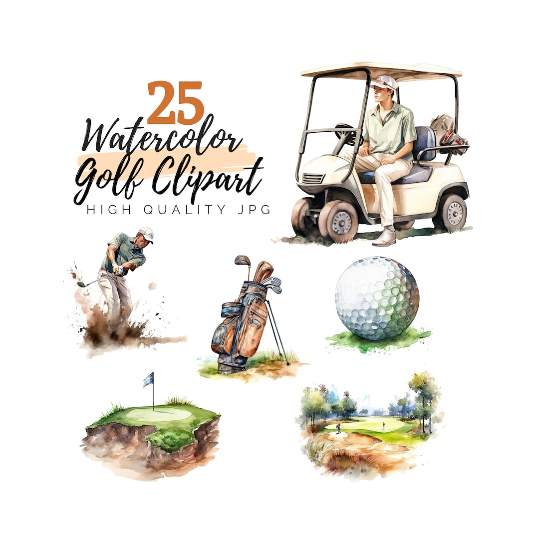 Watercolor Golf Clipart, Golfer Clipart, Golf Gifts, Digital Download ...