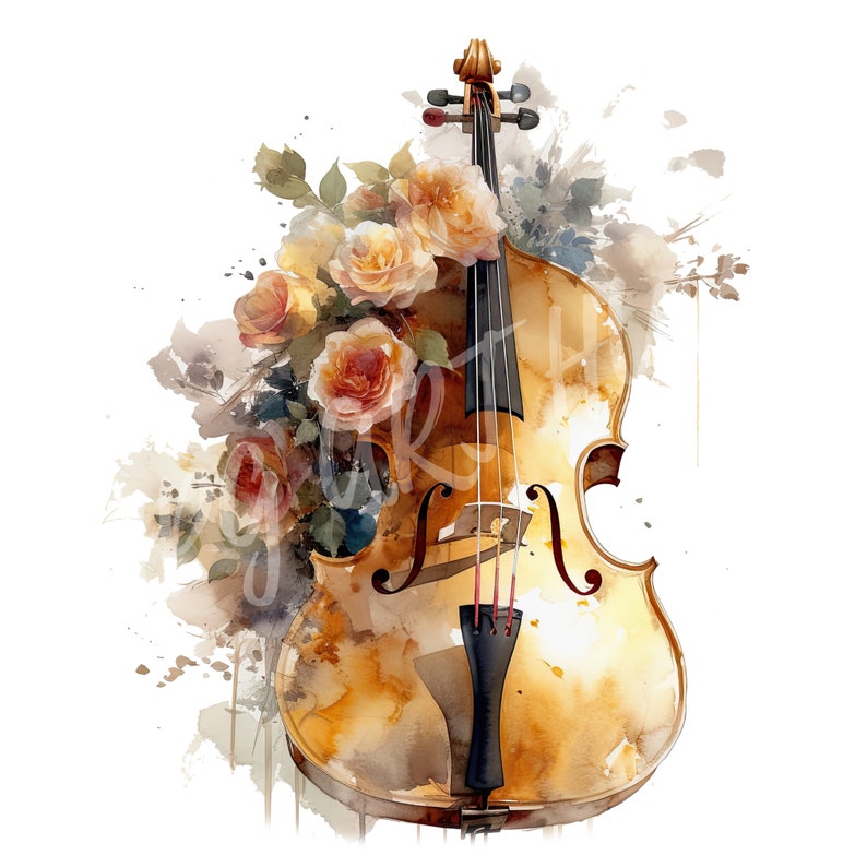 Watercolor Musical Instrument Clipart, Orchestra Clipart, Digital ...