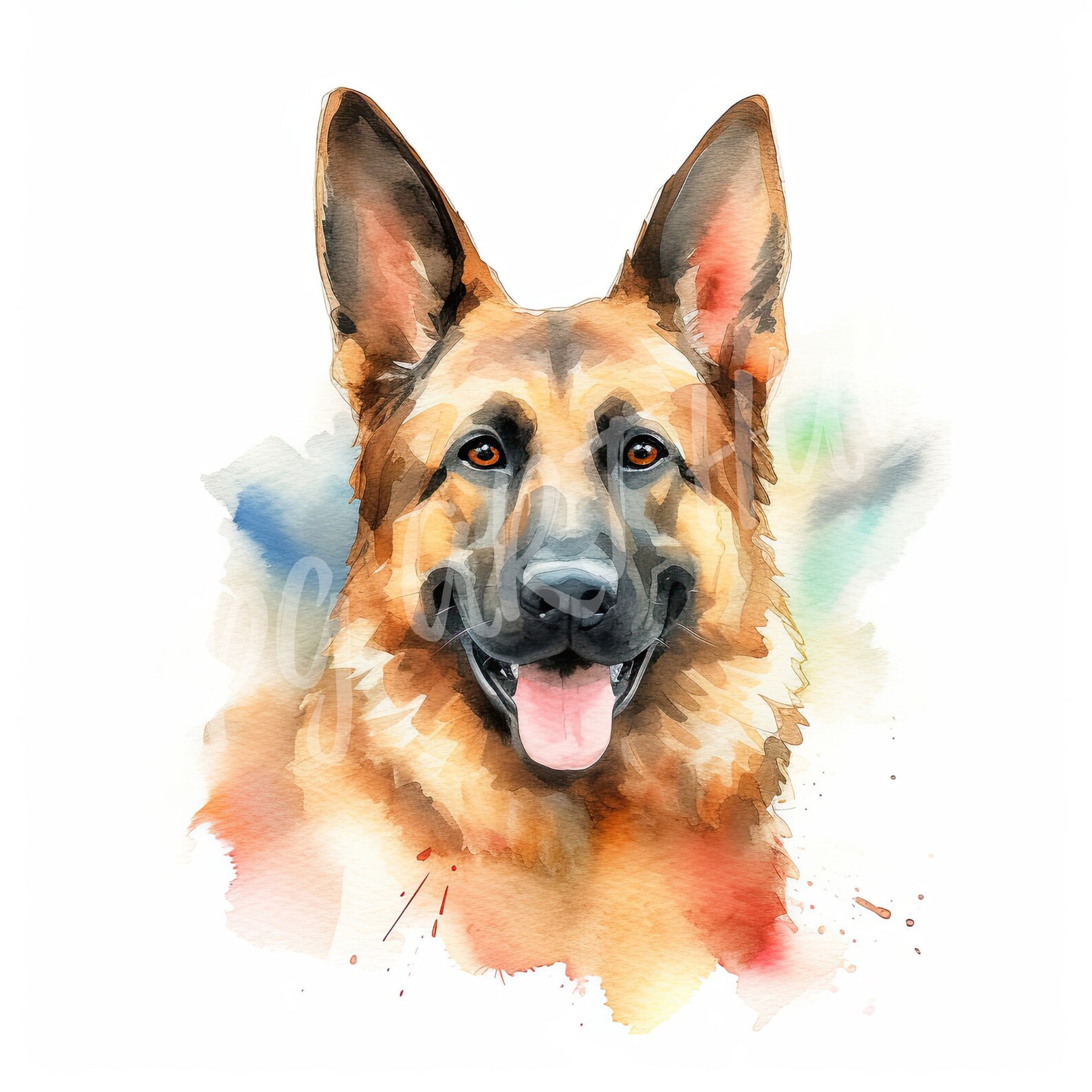 Watercolor German Shepherd Clipart High Quality JPG Digital - Etsy