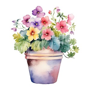 Watercolor Flowerpot Clipart, Flowers Clipart, Floral Clipart, Spring ...