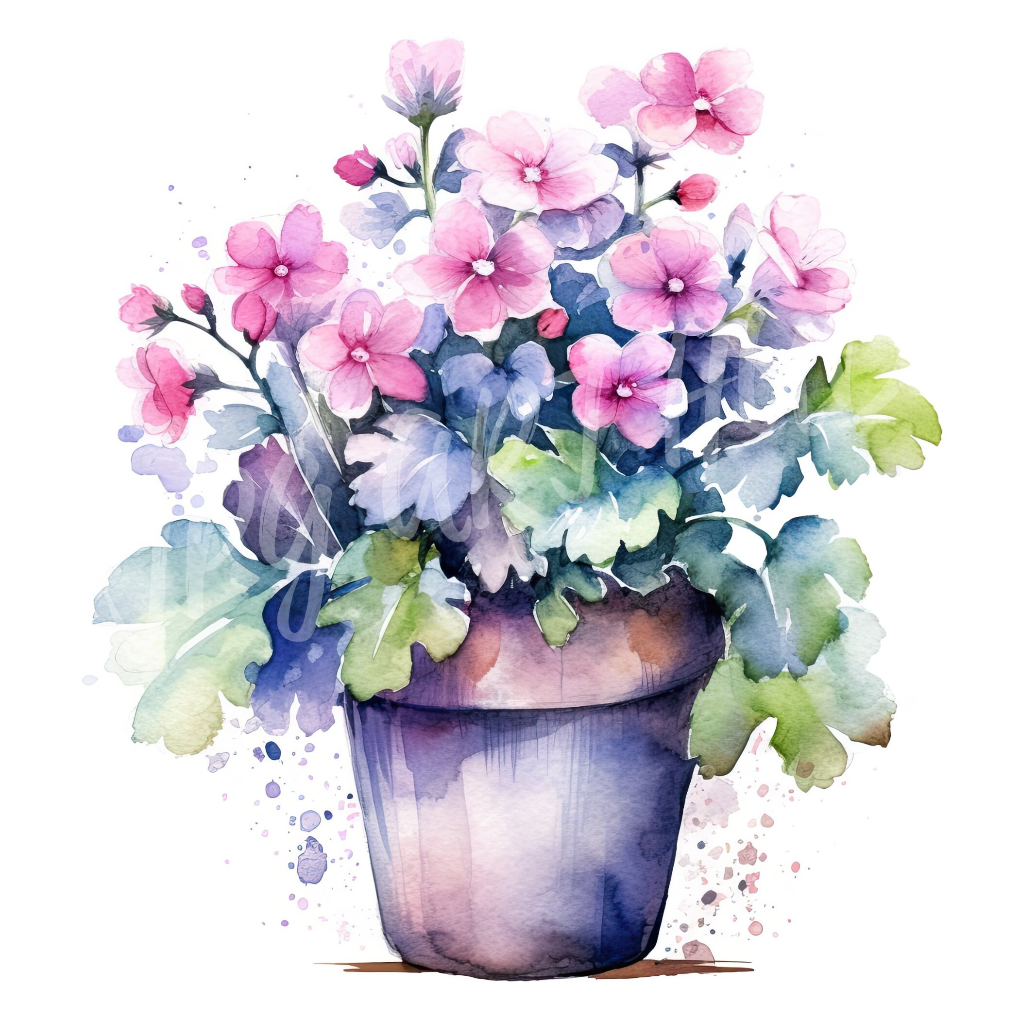Watercolor Flowerpot Clipart, Flowers Clipart, Floral Clipart, Spring ...