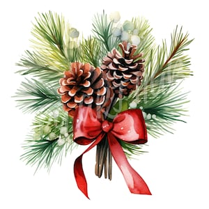 Watercolor Christmas Pine Cones Clipart, High Quality JPG, Digital ...