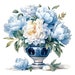 Watercolor Blue Peonies Clipart, Flower Clipart, Digital Download ...