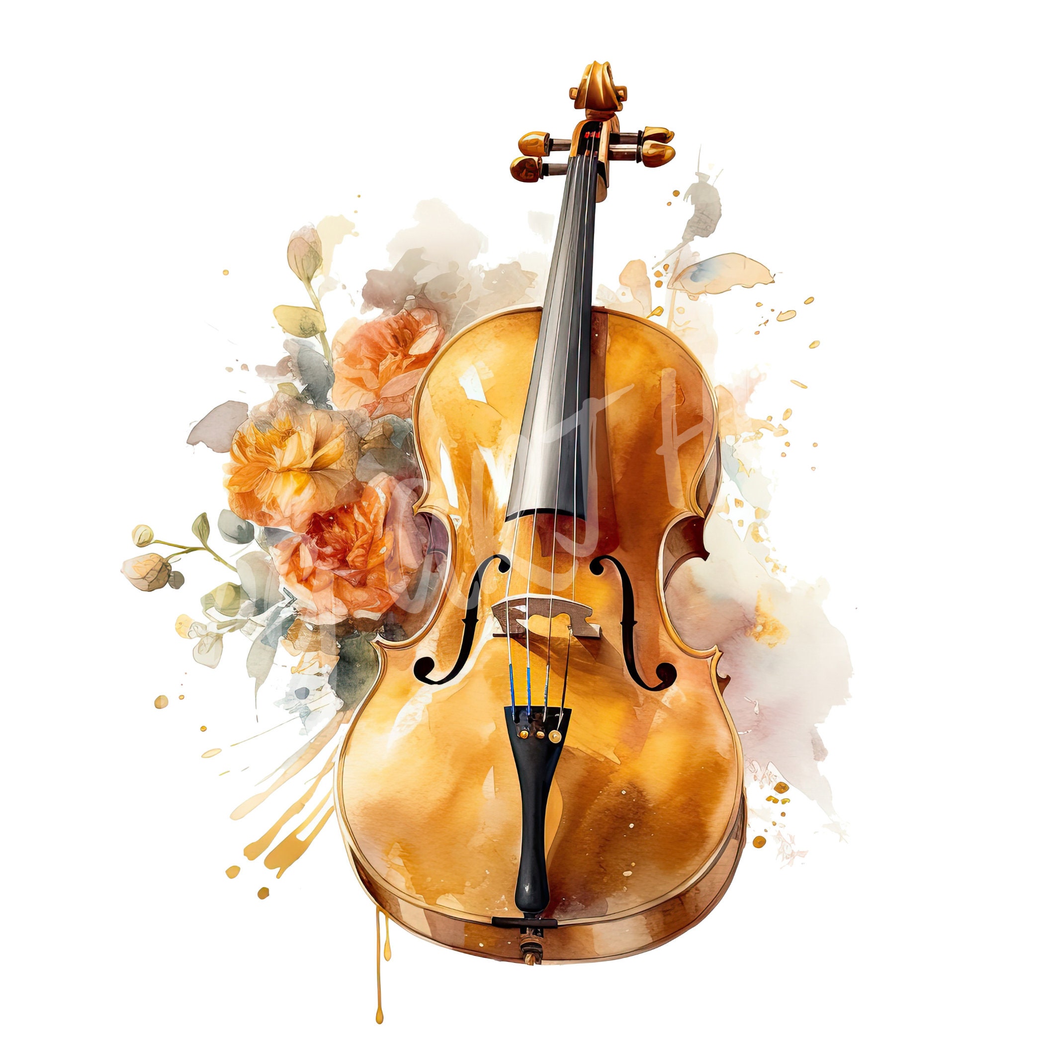 Watercolor Musical Instrument Clipart, Orchestra Clipart, Digital ...