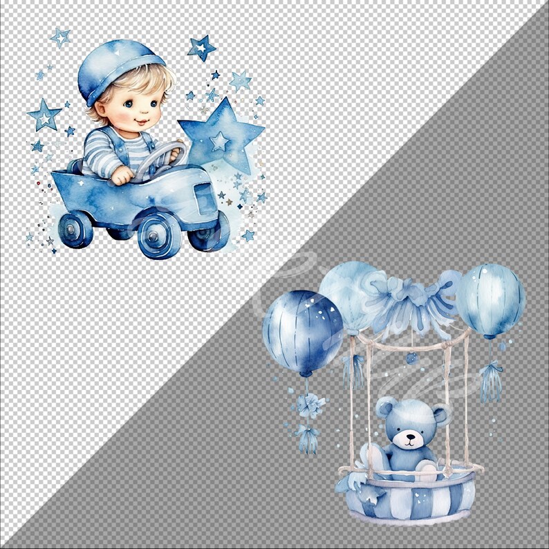 Watercolor Newborn Baby Boy Clipart Bundle, Newborn Clipart, Baby ...