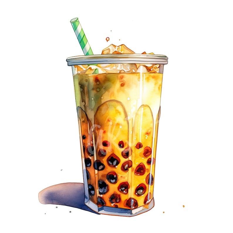Watercolor Bubble Tea Clipart, Boba Clipart, Drink Clipart, Digital ...