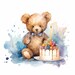 Watercolor Teddy Bear Birthday Clipart Pack, Teddy Clipart, Bear ...