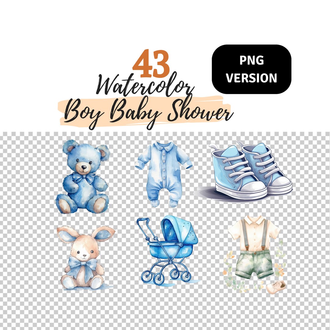 Watercolor Boy Baby Shower Clipart, Boy Clipart, Baby Clipart PNG ...