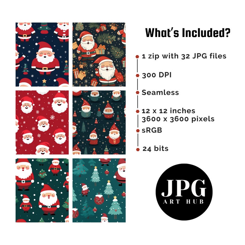 Seamless Christmas Santa Claus Digital Paper, Christmas Seamless ...