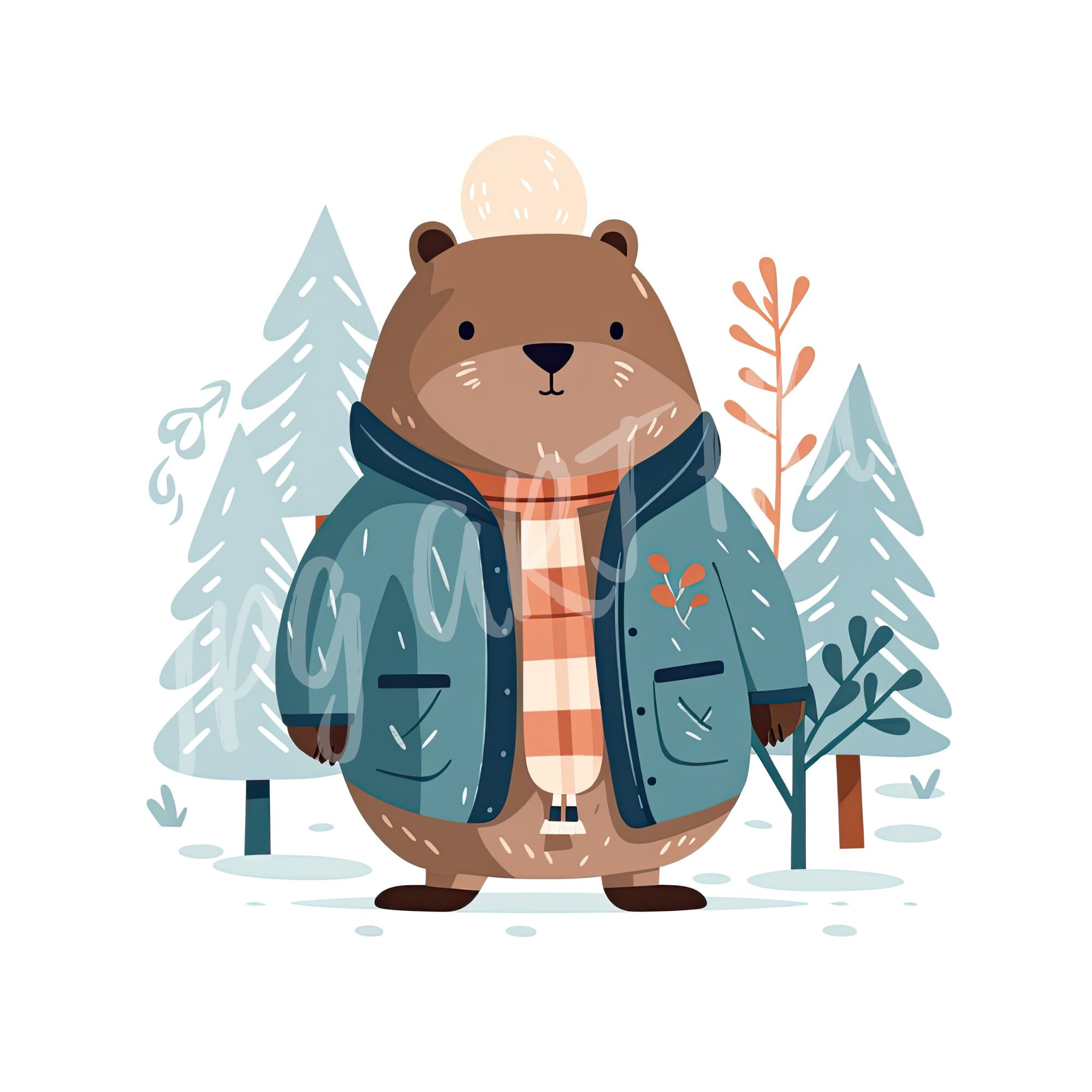 Scandinavian Beaver With Winter Clothes, High Quality JPG, Digital ...