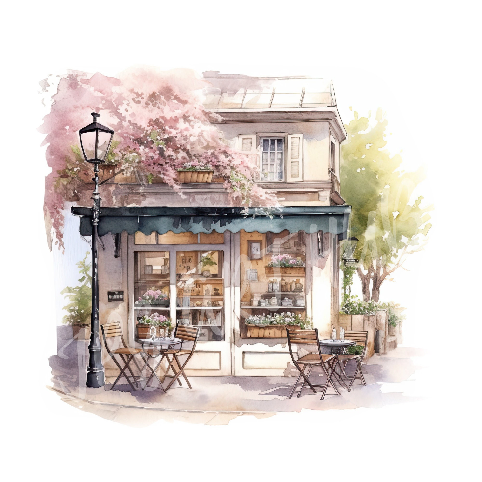 Watercolor Paris Coffee Shop Clipart, Coffee Clipart, High Quality JPG ...