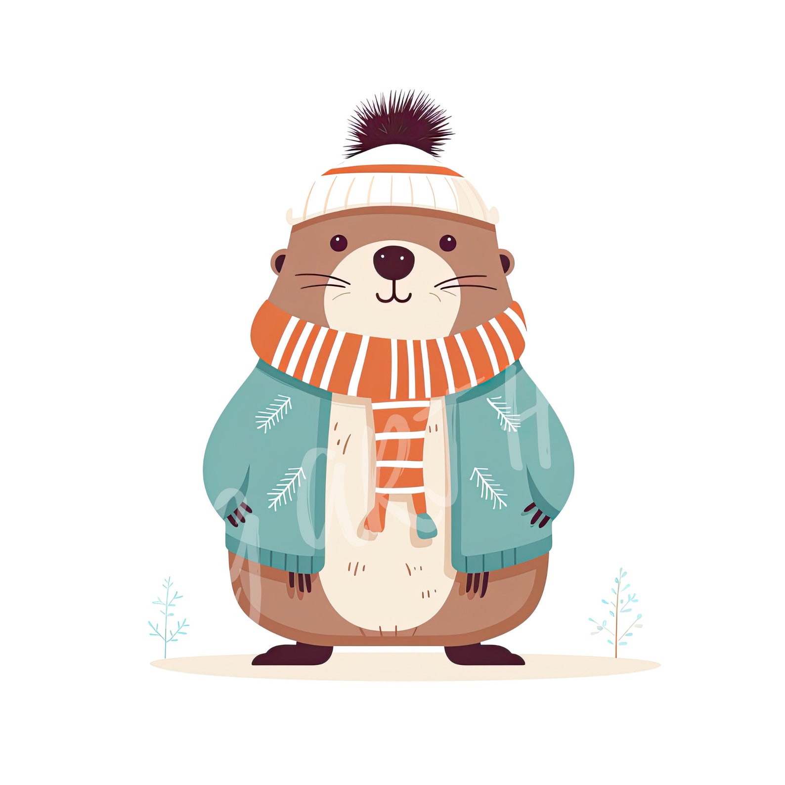 Scandinavian Beaver With Winter Clothes, High Quality JPG, Digital ...