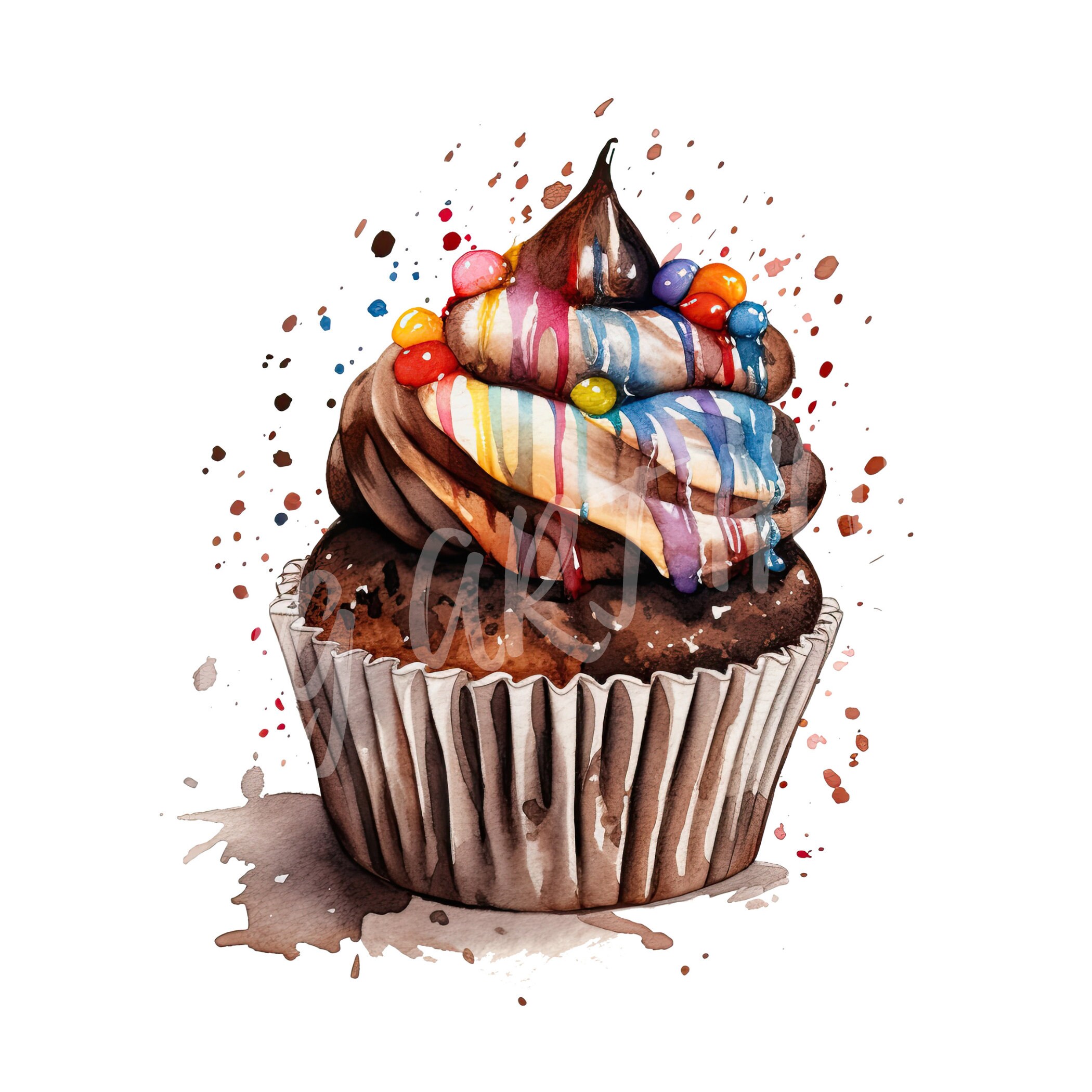 Watercolor Cupcakes Clipart, Cupcake Illustration, Dessert Clipart ...