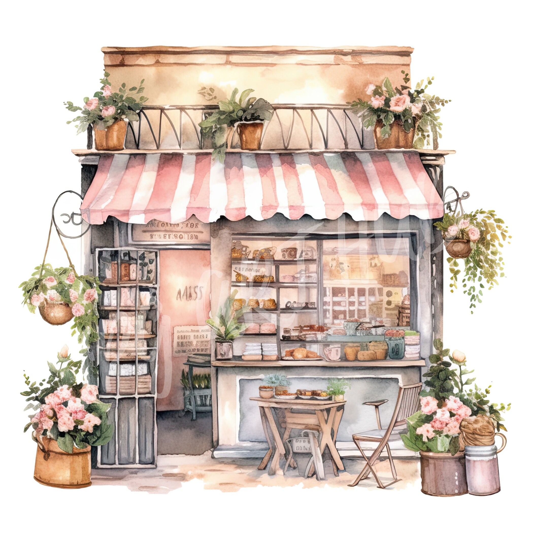 Watercolor Boho Coffee Shop Clipart Coffee Clipart Bohemian - Etsy