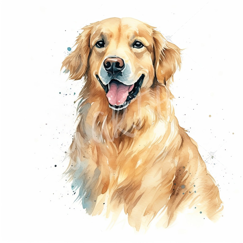 Watercolor Golden Retriever Clipart High Quality JPG Digital - Etsy