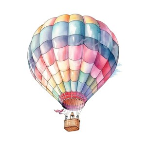 Watercolor Hot Air Balloons Clipart Bundle, Travel Clipart, Digital ...