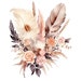 Boho Floral Feathers Bouquet Clipart, High Quality JPG, Digital ...