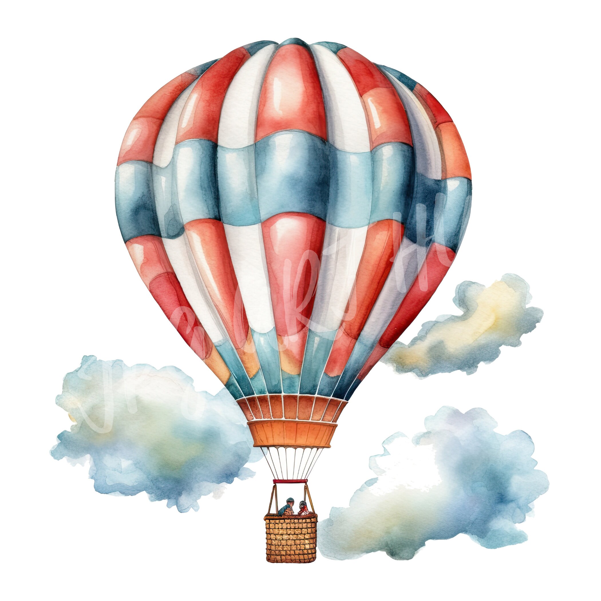 Watercolor Hot Air Balloons Clipart Bundle, Travel Clipart, Digital ...