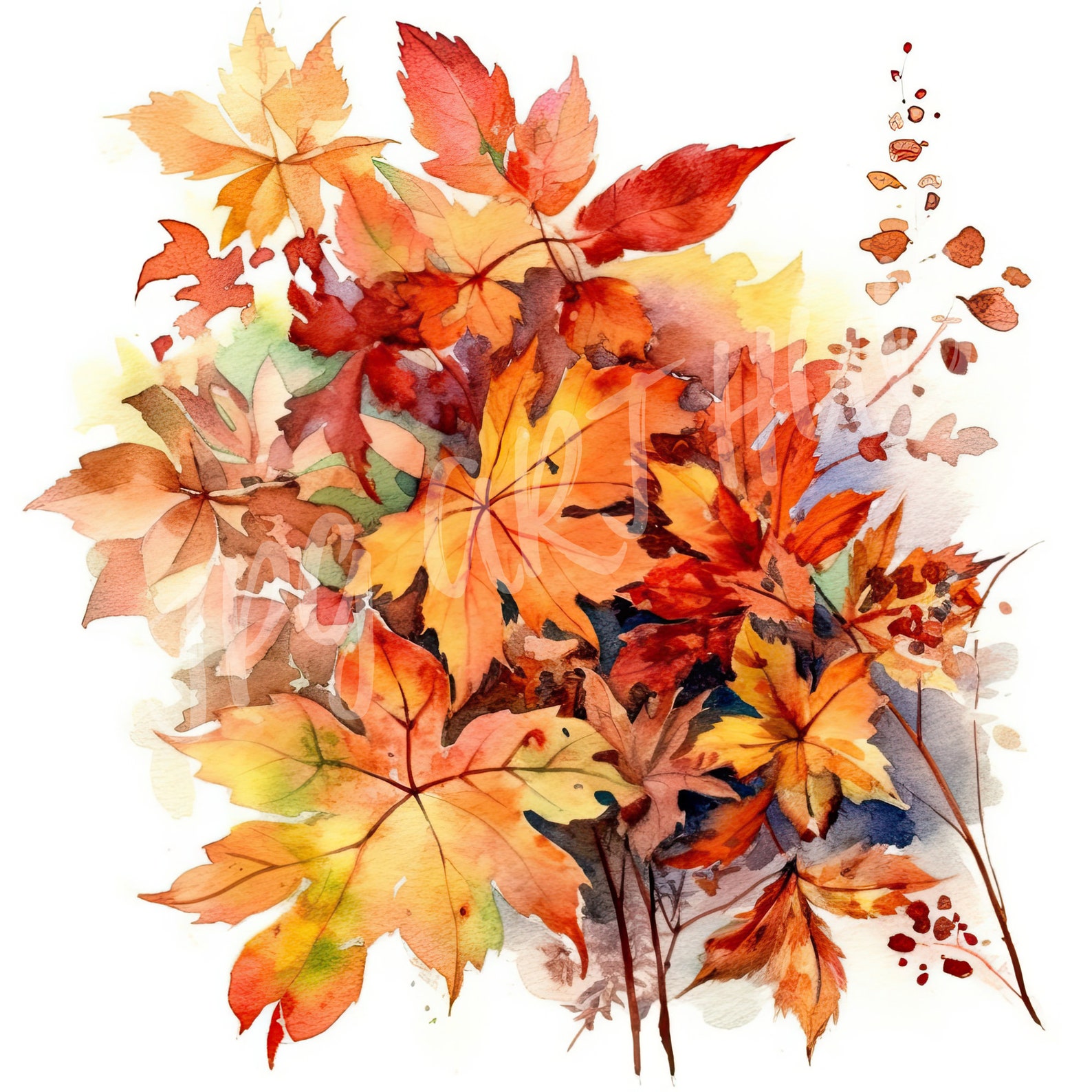 Watercolor Autumn Leaves Clipart, Autumn Clipart. High Quality JPG ...