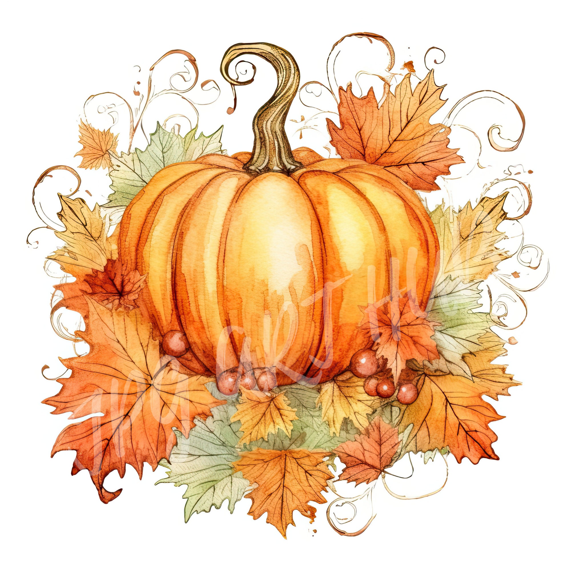 Watercolor Pumpkin Clipart, Fall Clipart Bundle, High Quality JPG ...