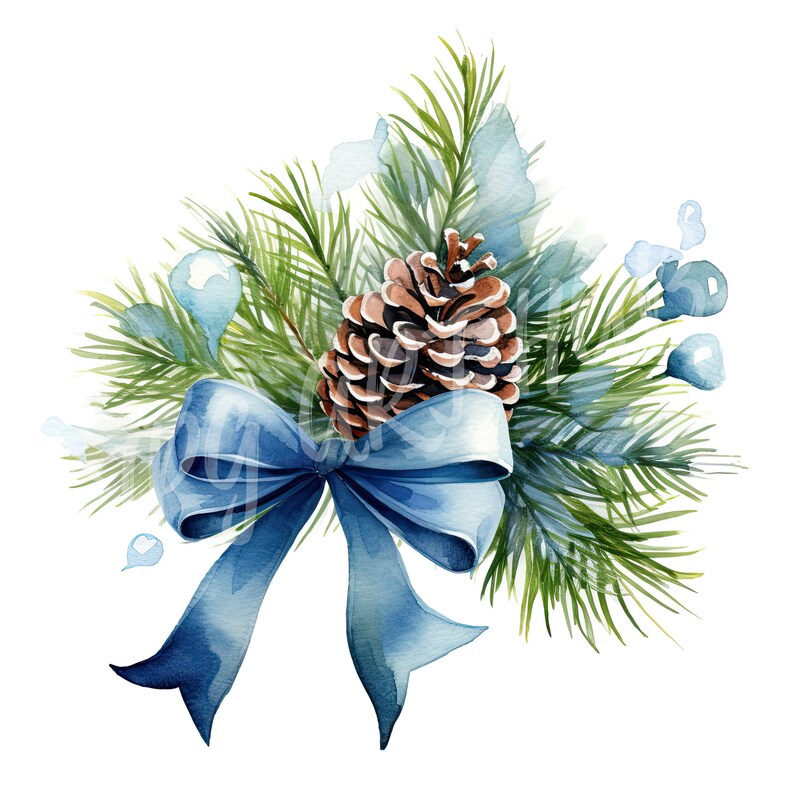 Watercolor Christmas Pine Cones Clipart, High Quality JPG, Digital ...