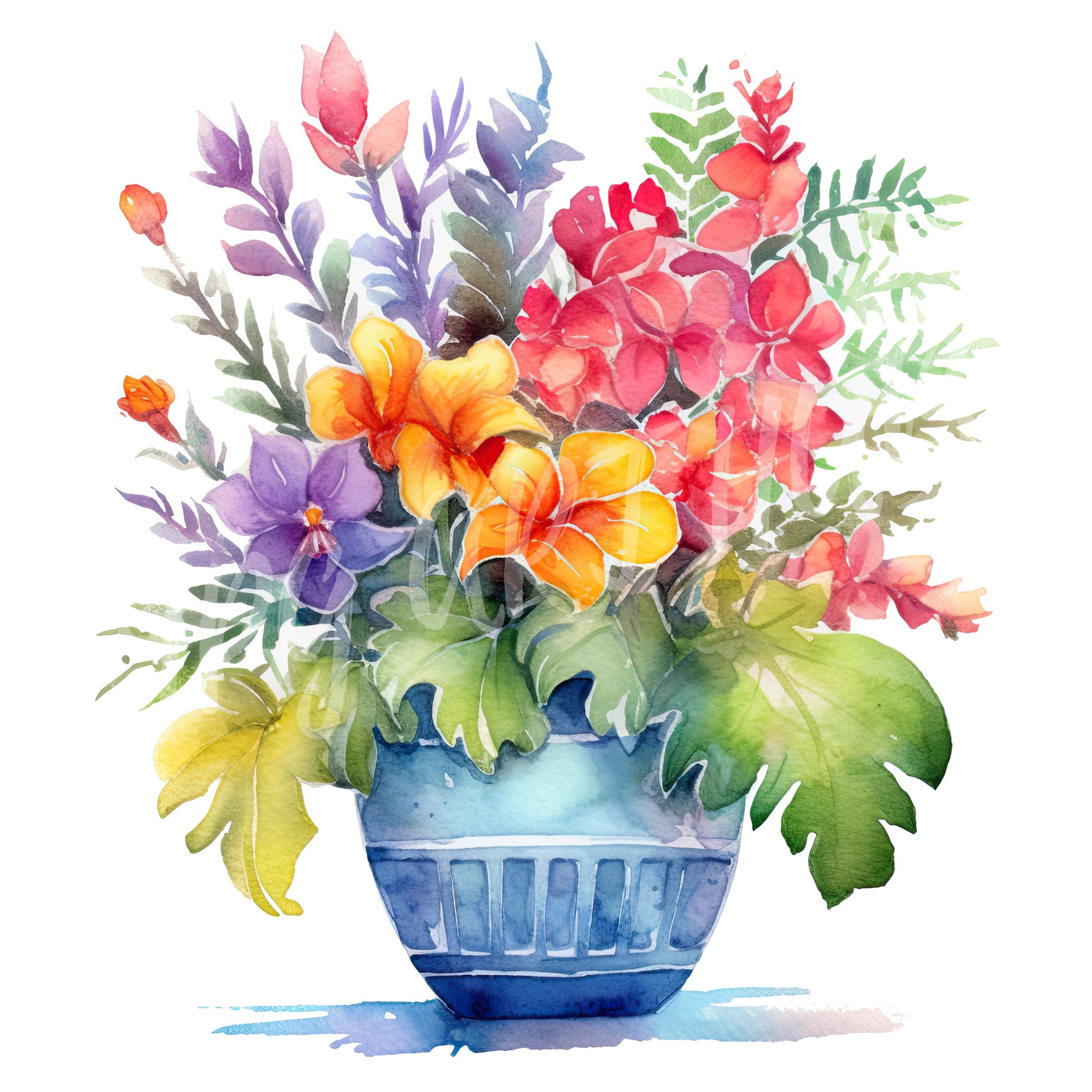 Watercolor Flowerpot Clipart, Flowers Clipart, Floral Clipart, Spring ...