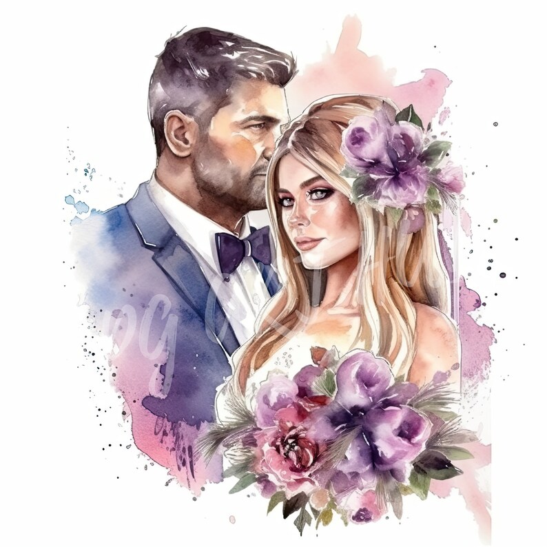 Watercolor Bride and Groom Clipart Wedding Invites Card - Etsy