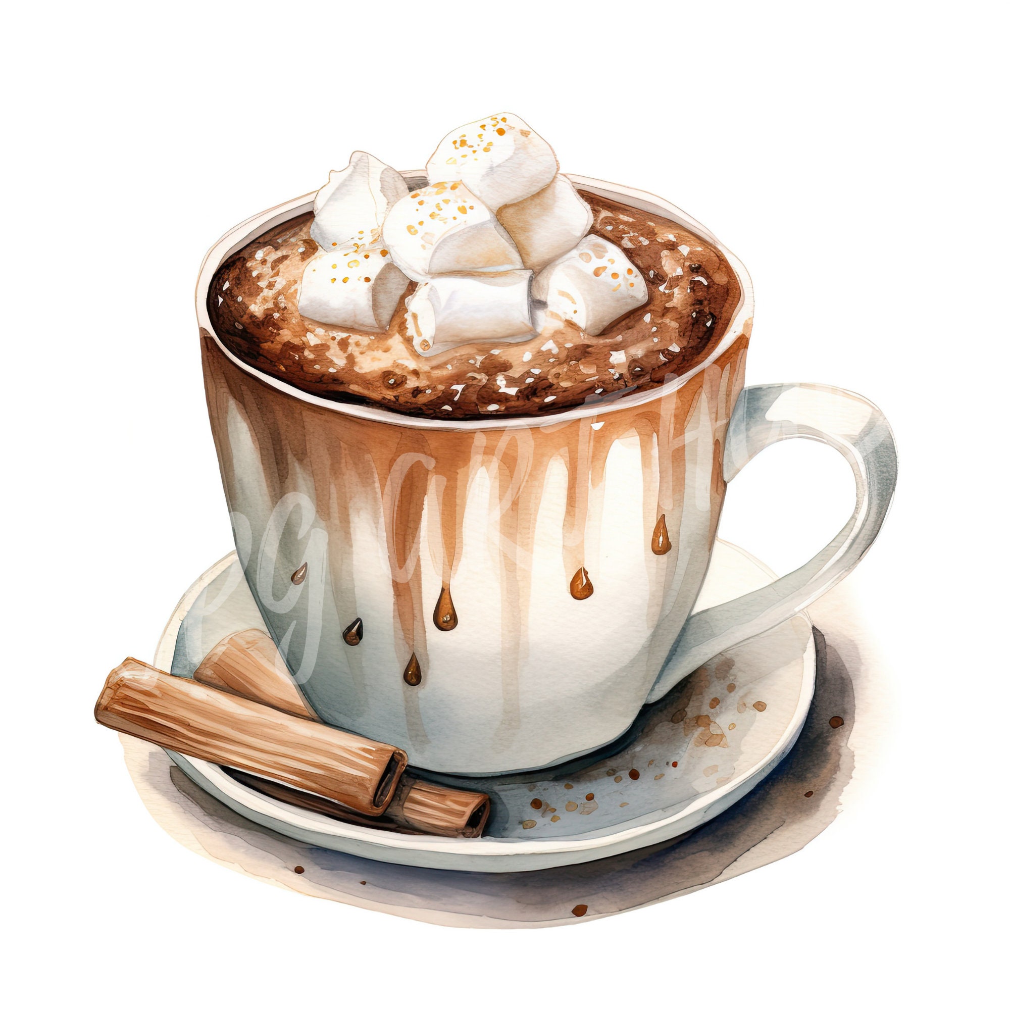 Watercolor Hot Chocolate Clipart, High Quality JPG, Digital Download ...