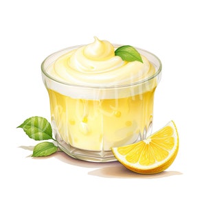 Watercolor Lemon Curd Dessert Clipart, High Quality JPG, Digital ...